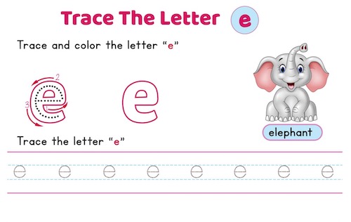 Trace Lowercase Letter "e" With this Worksheet - For Kids Education