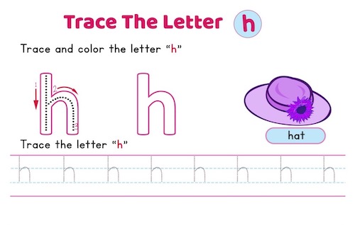 Dotted Letter Worksheet: Lowercase Letter "h" - For Kids Education