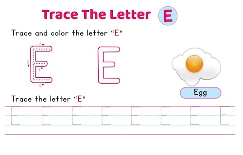 Tracing Worksheet: Uppercase Letter "E" - For Kids Education