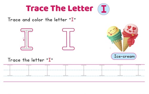 Printable Worksheet: Uppercase Letter "I" - For Kids Education