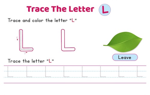Dotted Letter uppercase "L" Worksheet - For Kids Education