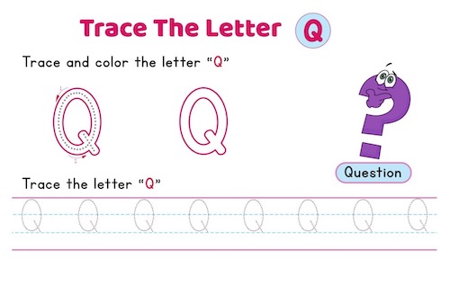 Dotted Letter Uppercase "Q": Let's Trace - For Kids Education