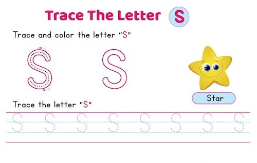 Letter Uppercase "S" Tracing Worksheet- For Kids Education