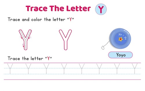 Easy Letter Tracing Worksheet for Uppercase "Y" - For Kids Education